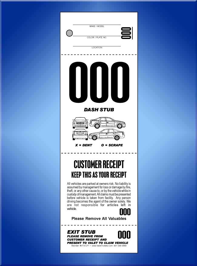 Valet Tickets - Custom Valet Parking Tickets - Fast FREE Shipping
