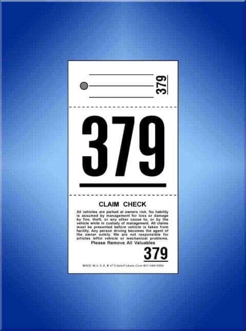 Valet Tickets - Custom Valet Parking Tickets - Fast FREE Shipping