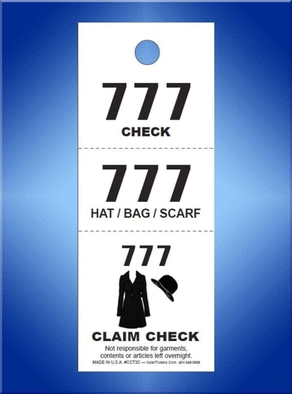 2 Part Coat Check Tickets - Coat Check Tickets