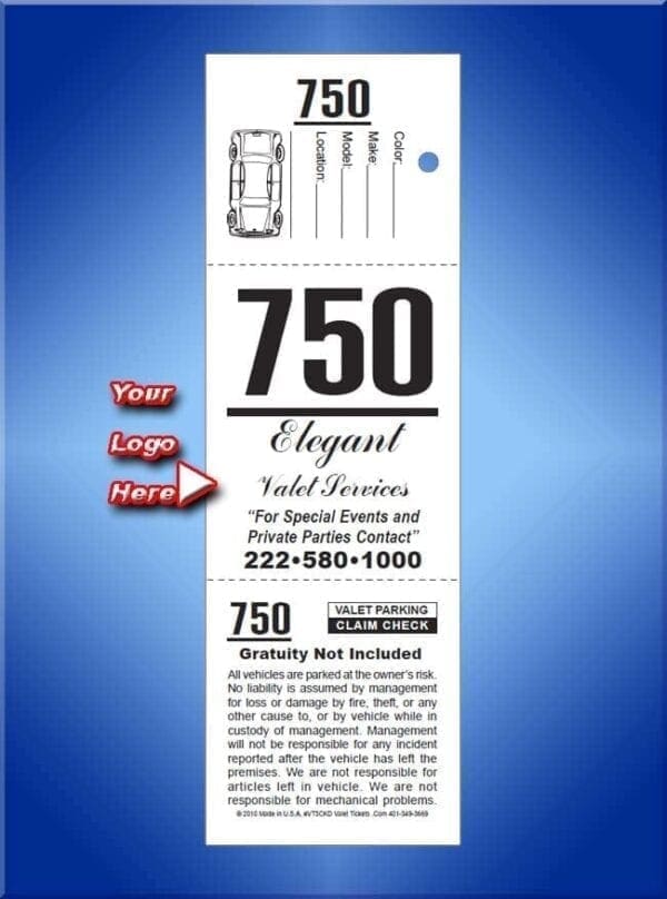 3 part custom printed valet parking tickets - Fast Shipping - Lowest Prices